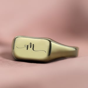 Cute Heart Letter Ring · Engraved Letter Signature Ring · 14k Gold ...