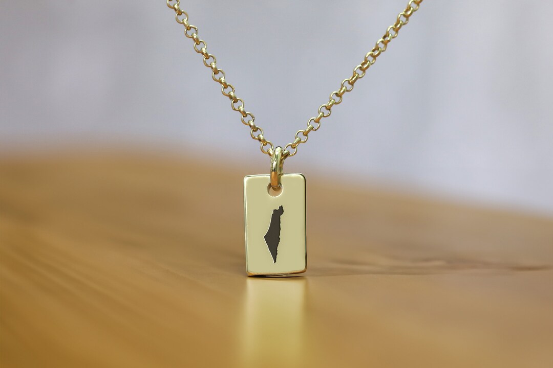 14k Gold Israel Map Signet Ring Rectangle Pendant Necklace Custom ...