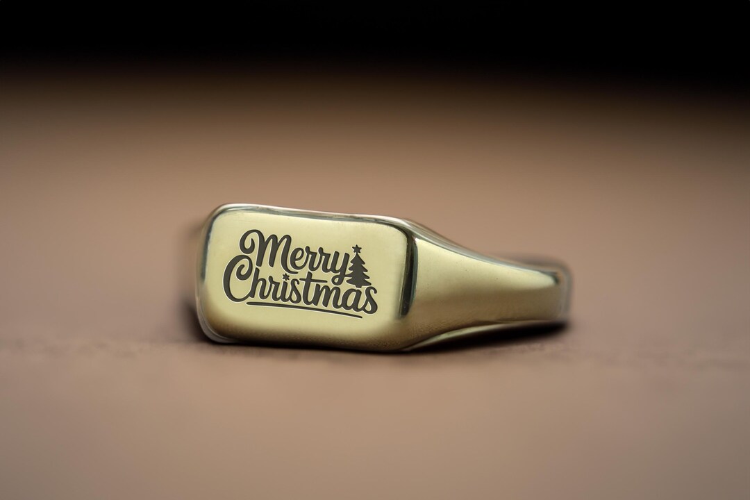 Engraved Christmas Signet Ring · Custom Christmas Ring · Merry ...
