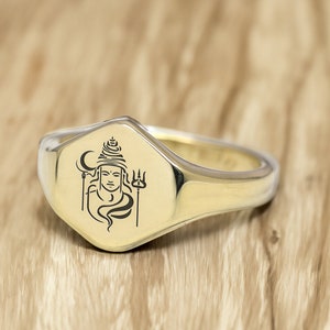 Line Art Lord Shiva Ring · Engraved Indian Shiva Ring · Unisex Ring ...