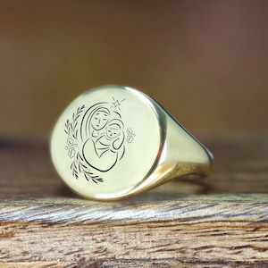 Virgin Mary Bold Statement Ring · 14k Gold Mary Ring · Religious ...