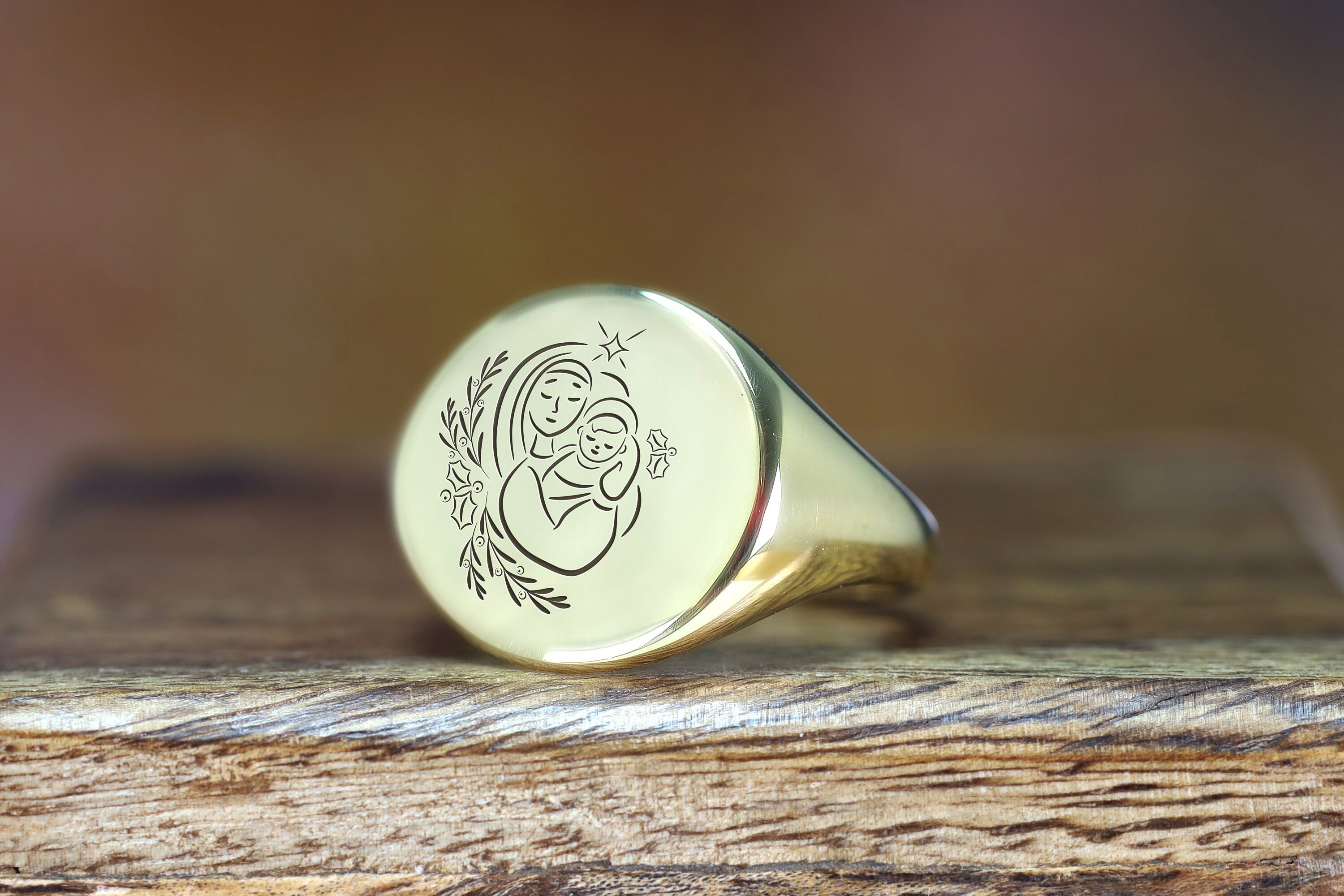 Virgin Mary Bold Statement Ring · 14k Gold Mary Ring · Religious ...