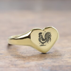 Chicken Engraved Ring · Personalized Chicken Ring · Rooster Ring ...