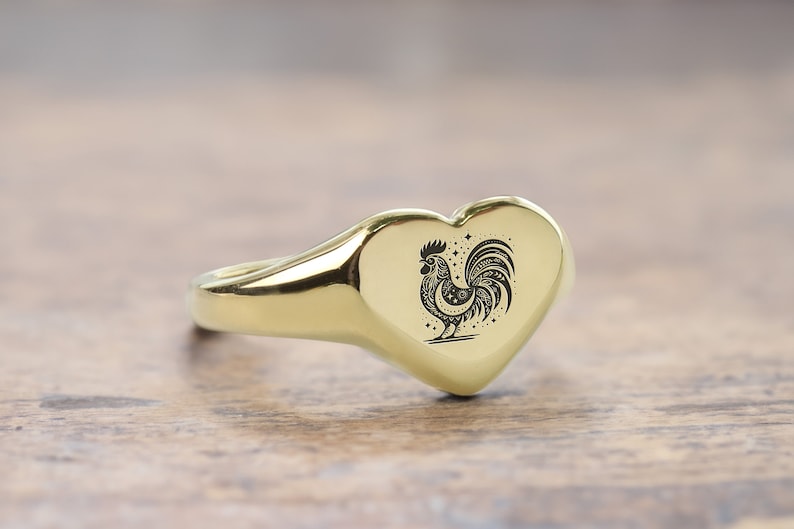Chicken Engraved Ring · Personalized Chicken Ring · Rooster Ring ...
