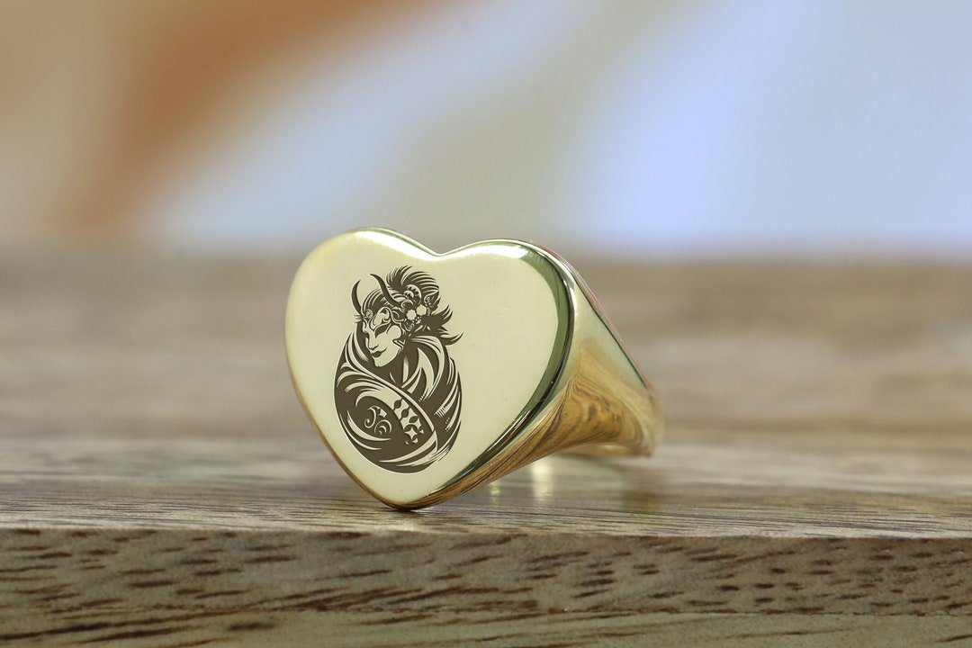 Engraved Japanese Kabuki Ring · 14k Gold Japanese Culture Ring ...