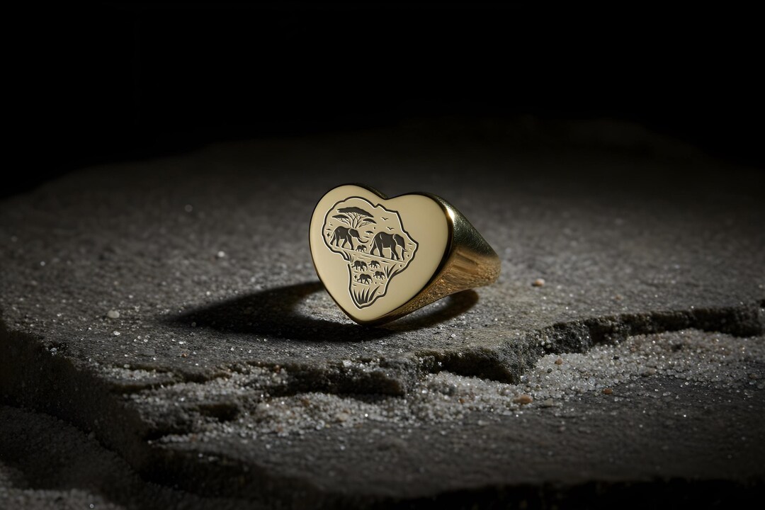 14k Gold African Map Signet Ring · African Elephant Ring · Hexagon ...