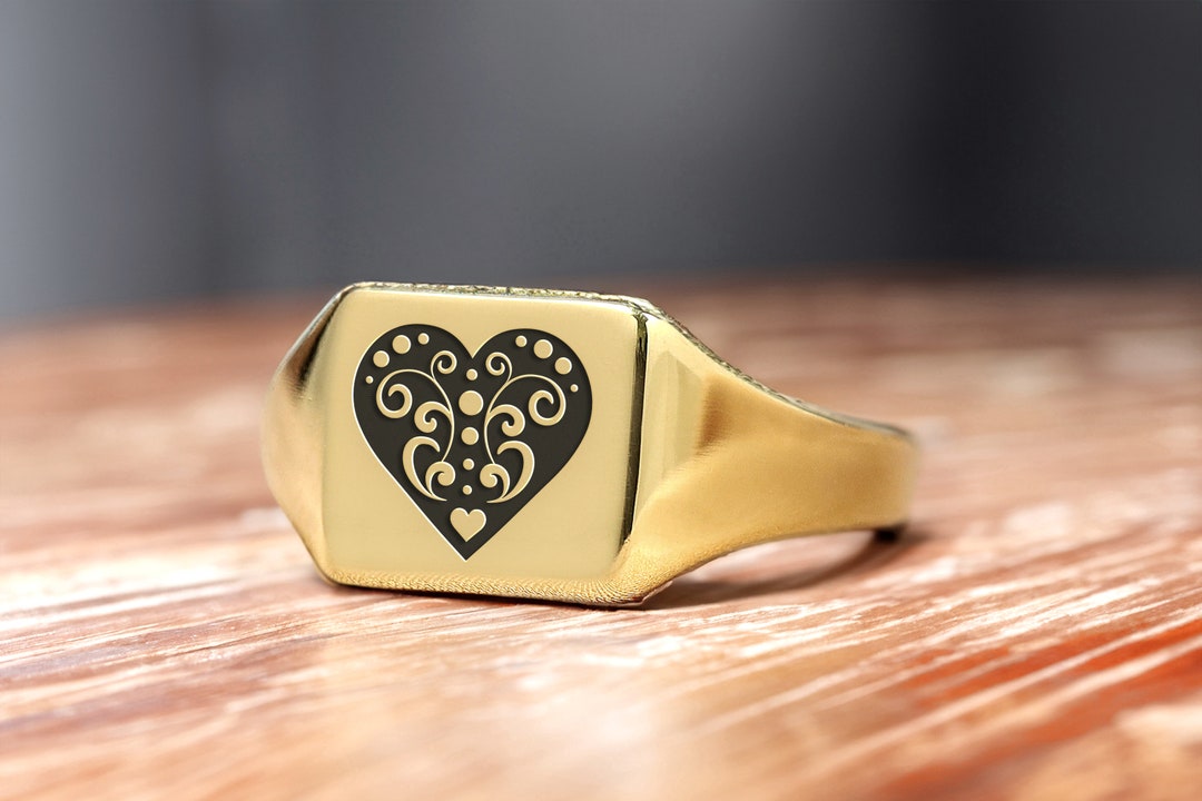 Poker Heart Engraved Ring · Custom Poker Ring· Personalized Ring ...