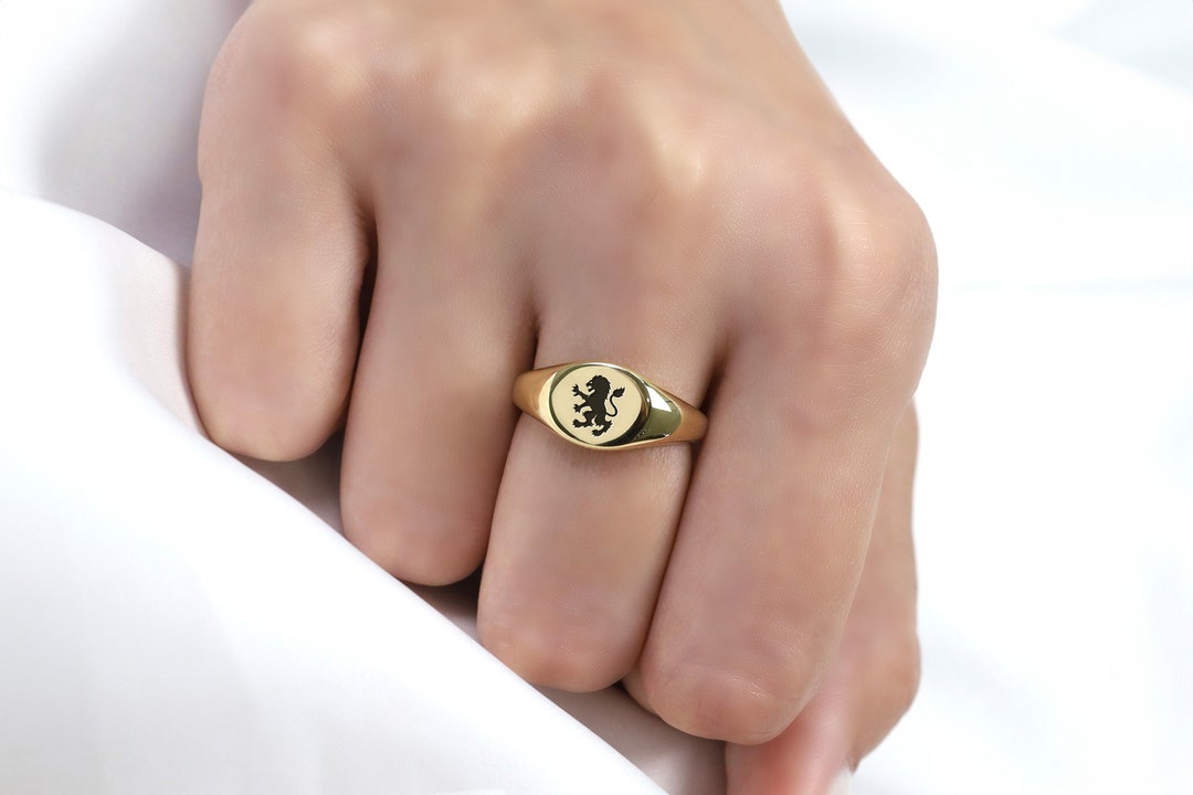 Heraldic Lion Signet Ring · Engraved Lion Ring · Unisex Ring · Royalty ...
