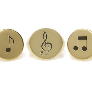 Music Notes Gold Signet Ring · Bold Statement Musicians Ring · Engraved ...