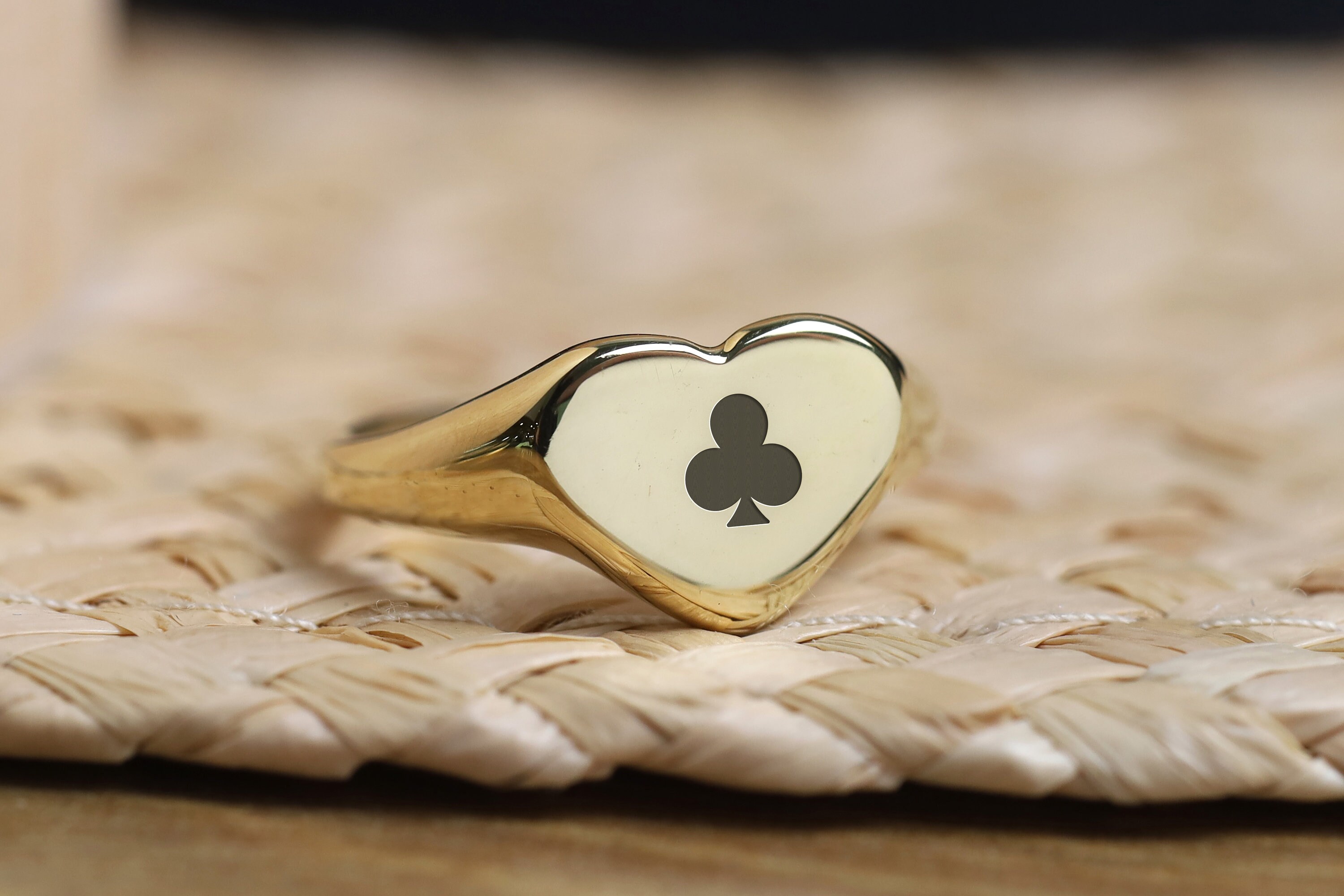 Playing Cards Symbols Ring 14k Gold Poker Signet Ring Gamblers Ring ...