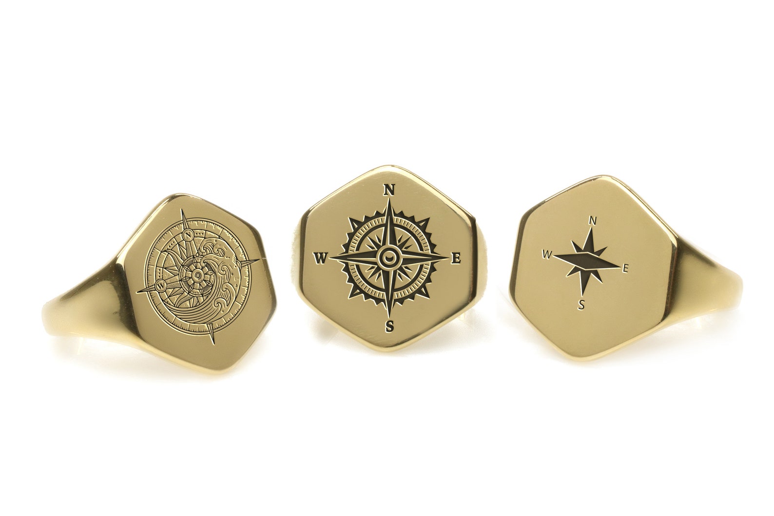 Compass Signet Ring · Engraved Compass Ring · Travelers Ring · Unisex ...