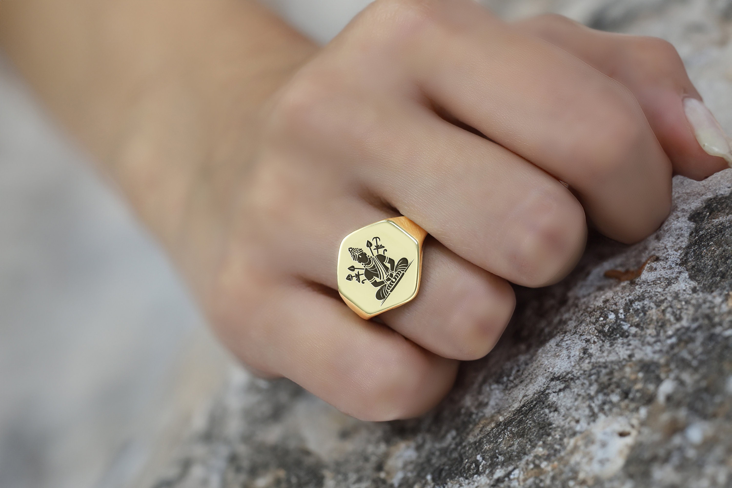14k Gold Lord Shiva Signet Ring Custom Hindu God Ring Unisex Ring ...