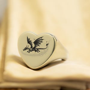 Fantasy Dragon Gold Signet Ring · Custom Dragon Ring · Mystical Ring ...
