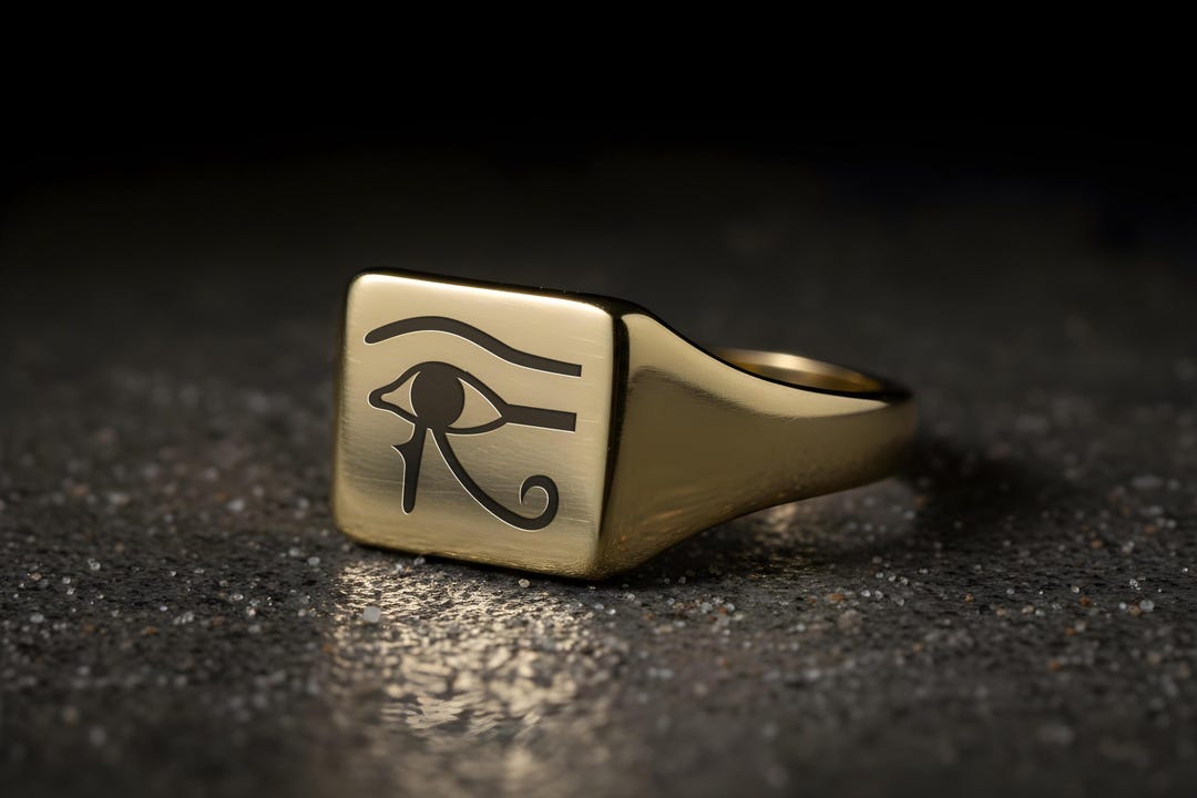 Eye of Horus Engraved Ring · Egyptian Jewelry · Custom Gold Signet Ring ...