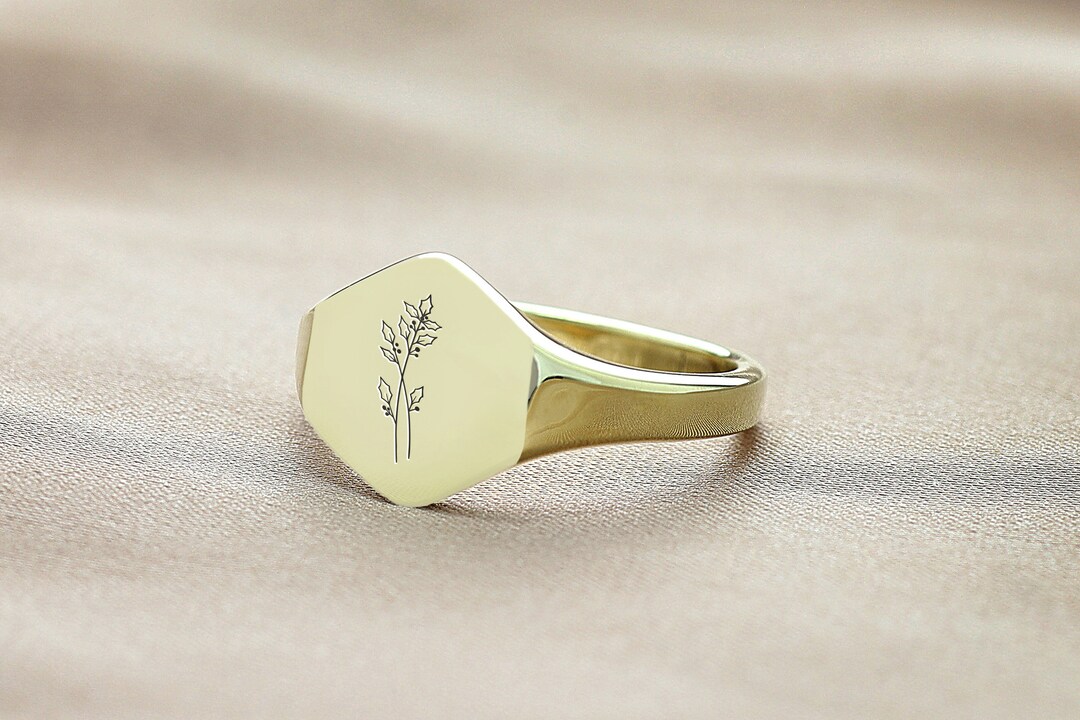 Birth Month Signet Ring · Engraved Birth Month Ring · December Birth ...