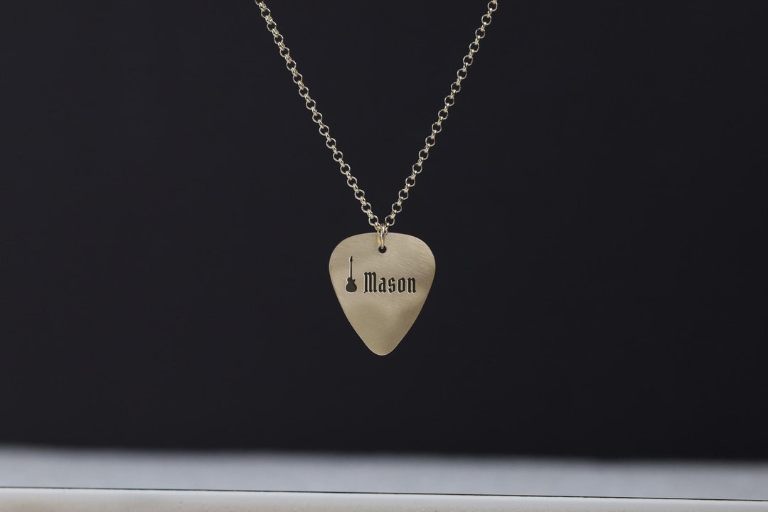 14k Gold Guitar Pick Necklace · Gold Plectrum Necklace · Musicians ...