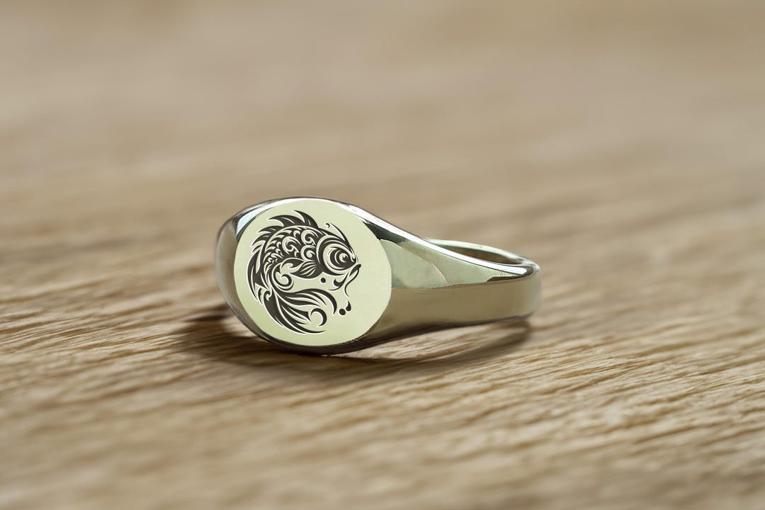 Custom Koi Fish Signet Ring · Engraved Koi Fish Ring · Traditional ...