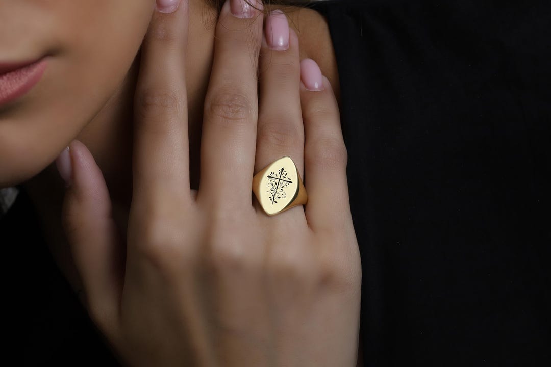 Engraved Christianity Signet Ring · Custom Cross Ring · 14k Gold ...