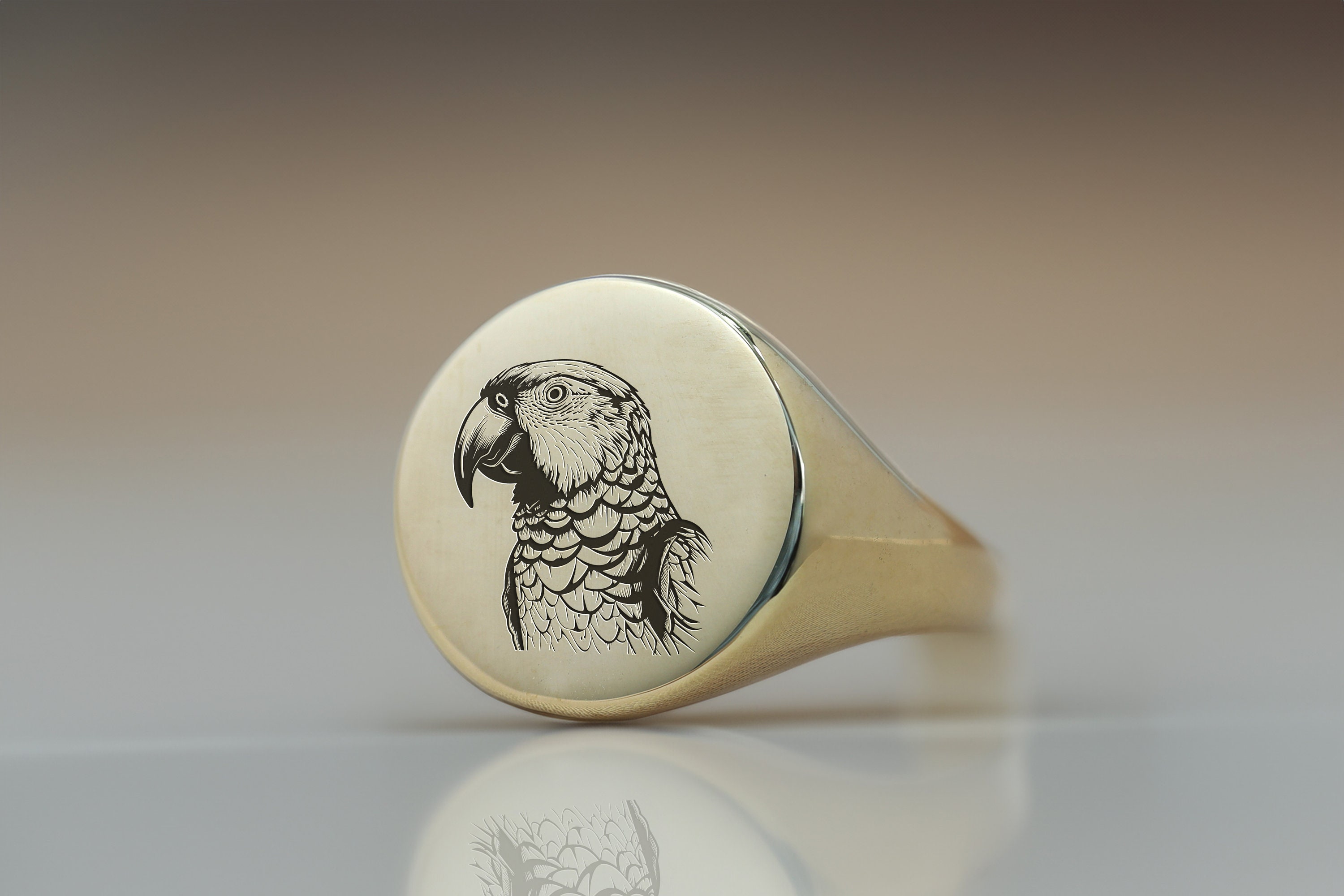 14k Gold Parrot Signet Ring · Custom Parrot Ring · Bold Statement Ring ...
