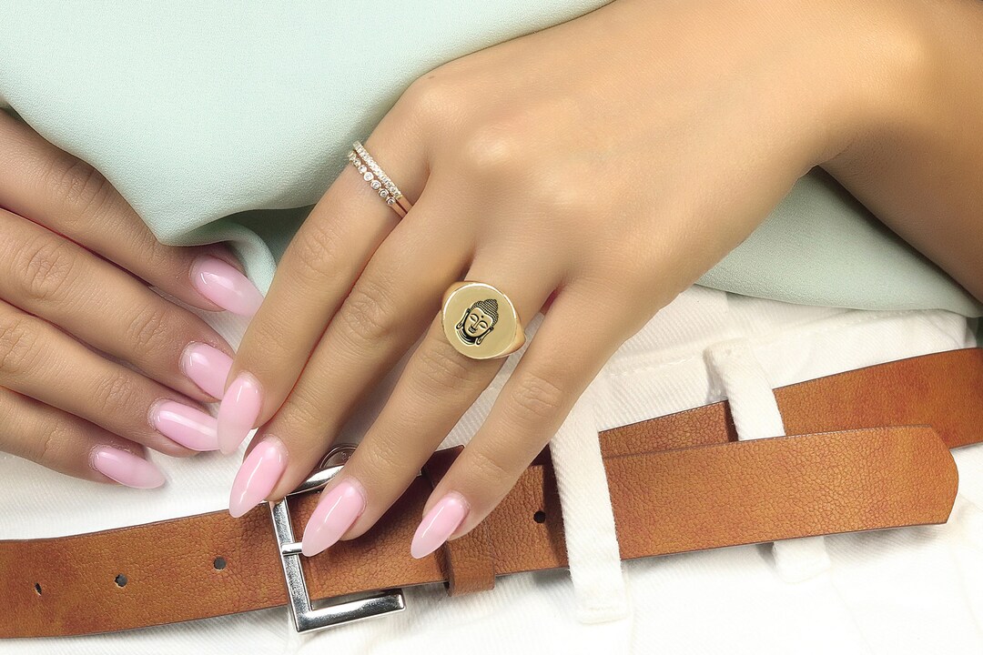 Gold Buddha Ring · Buddha Signet Ring · Engraved Religion Ring · Unisex ...