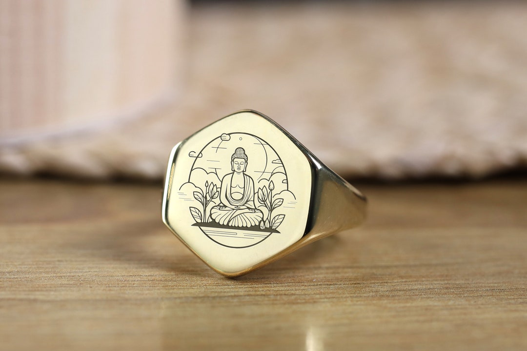 14k Gold Buddha Ring · Buddhist Symbol Ring · Spiritual Ring ...