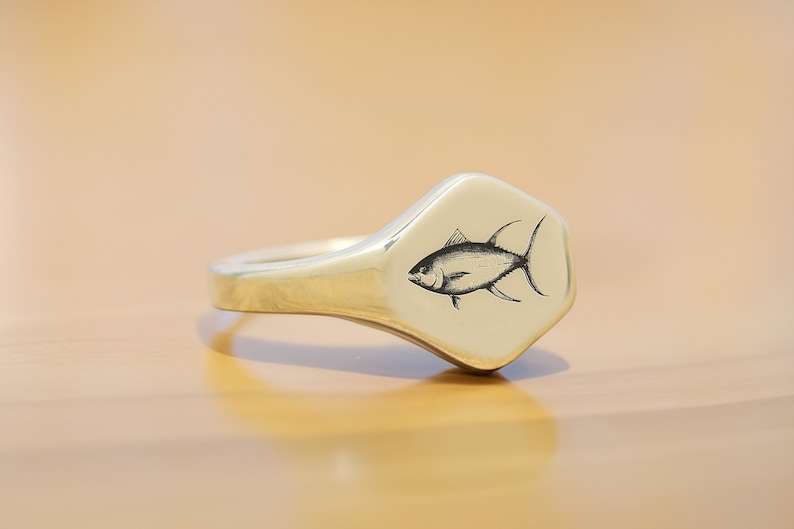 Tuna Fish Gold Signet Ring · Personalized Fish Ring · Tuna Fish ...