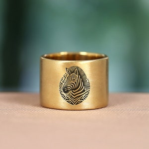 Wide Brushed Zebra Ring · Engraved Zebra Ring · Custom Zebra Ring ...
