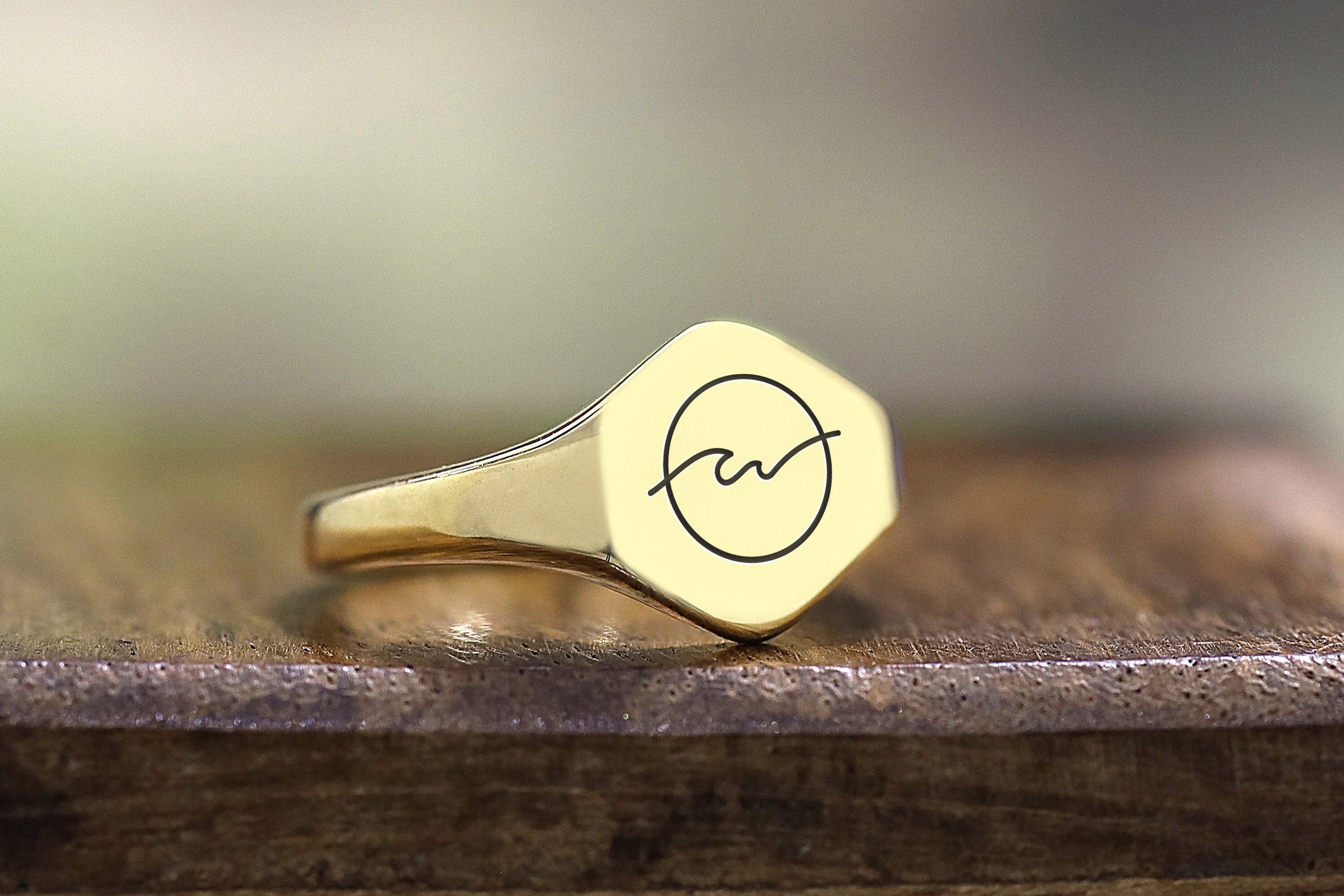 Wave Engraved Ring 14k Gold Wave Pattern Ring Unisex Ring Surfers Ring ...