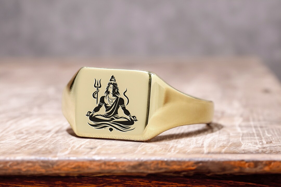 Engraved Shiva Signet Ring · Custom Shiva Ring · Indian Ring · Square ...