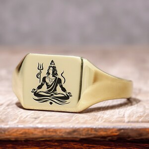 Engraved Shiva Signet Ring · Custom Shiva Ring · Indian Ring · Square ...