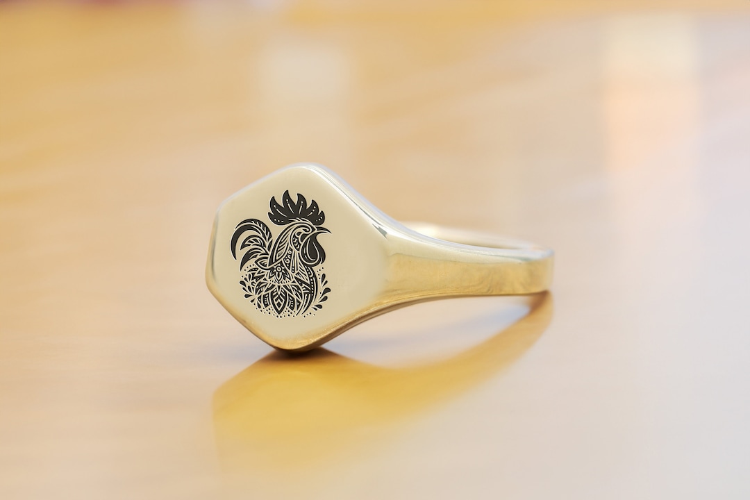 Chicken Engraving Ring · Farmers Ring · Cute Chicken Ring · Chicken ...