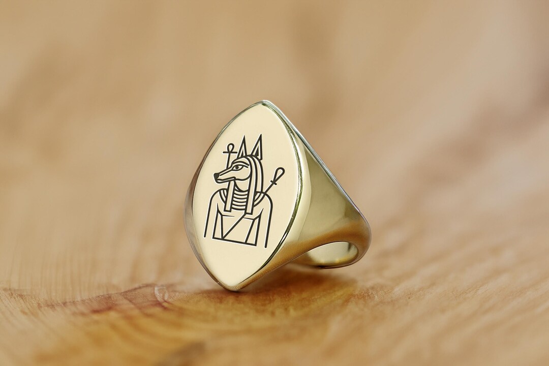 Anubis Gold Signet Ring · Egyptian Jewelry · Goddess Ring · Unisex Ring ...