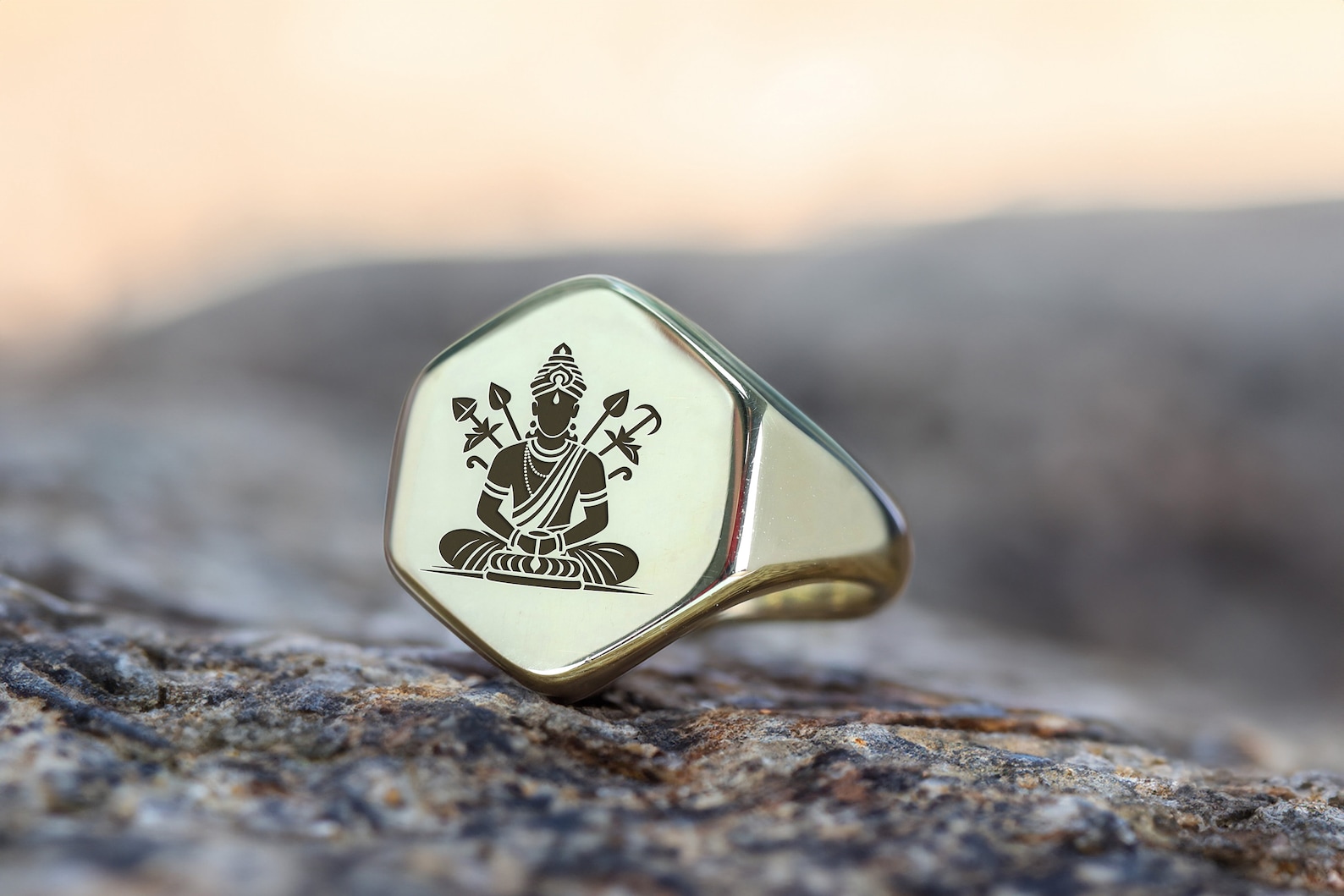 14k Gold Lord Shiva Signet Ring · Custom Hindu God Ring · Unisex Ring ...