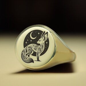 14k Gold Fox Signet Ring · Custom Fox Ring · Boho Ring · Engraved Fox ...
