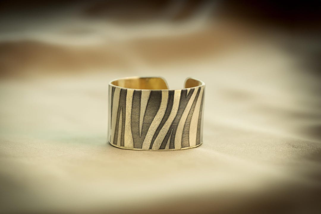 Gold Zebra Pattern Ring · Adjustable Ring · Wide Open Cuff Ring ...
