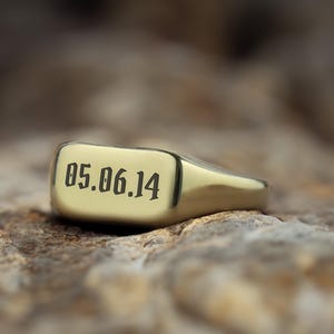 14k Gold Date Signet Ring · Personalized Date Ring · Numeral Ring ...