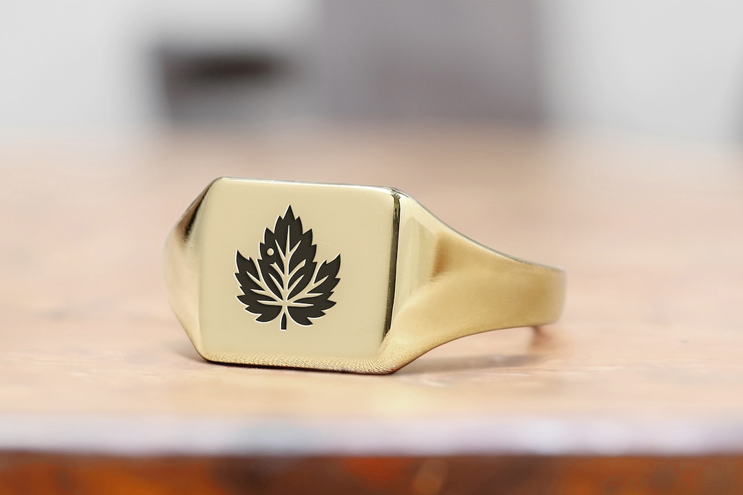 Maple Tree Leaf Signet Ring · Custom Leaf Ring · Personalized Ring ...