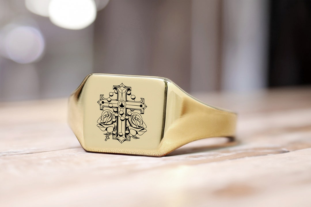 Chicano Cross Signet Ring · Custom Chicano Ring · Personalized Ring ...