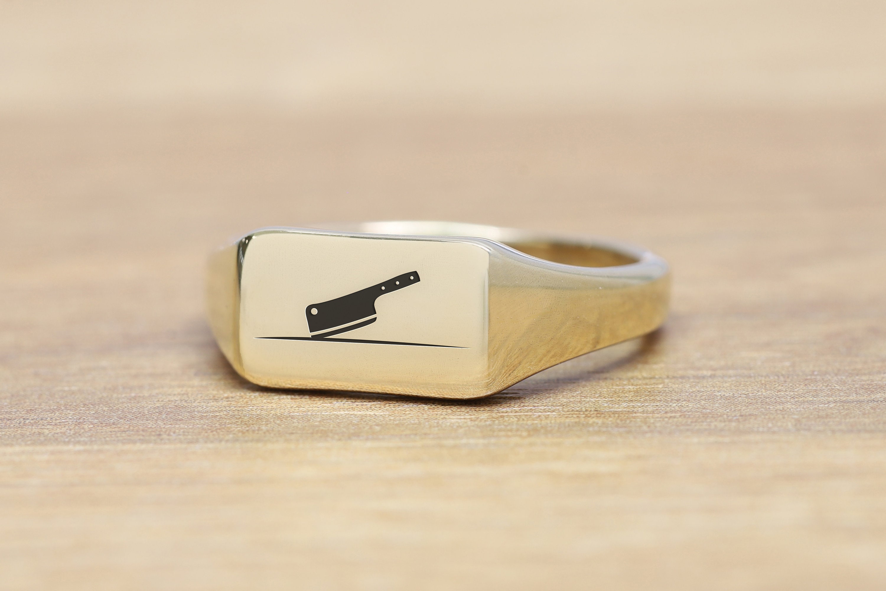 Butcher Knife Gold Signet Ring 14k Gold Butcher Knife Ring Carnivores ...