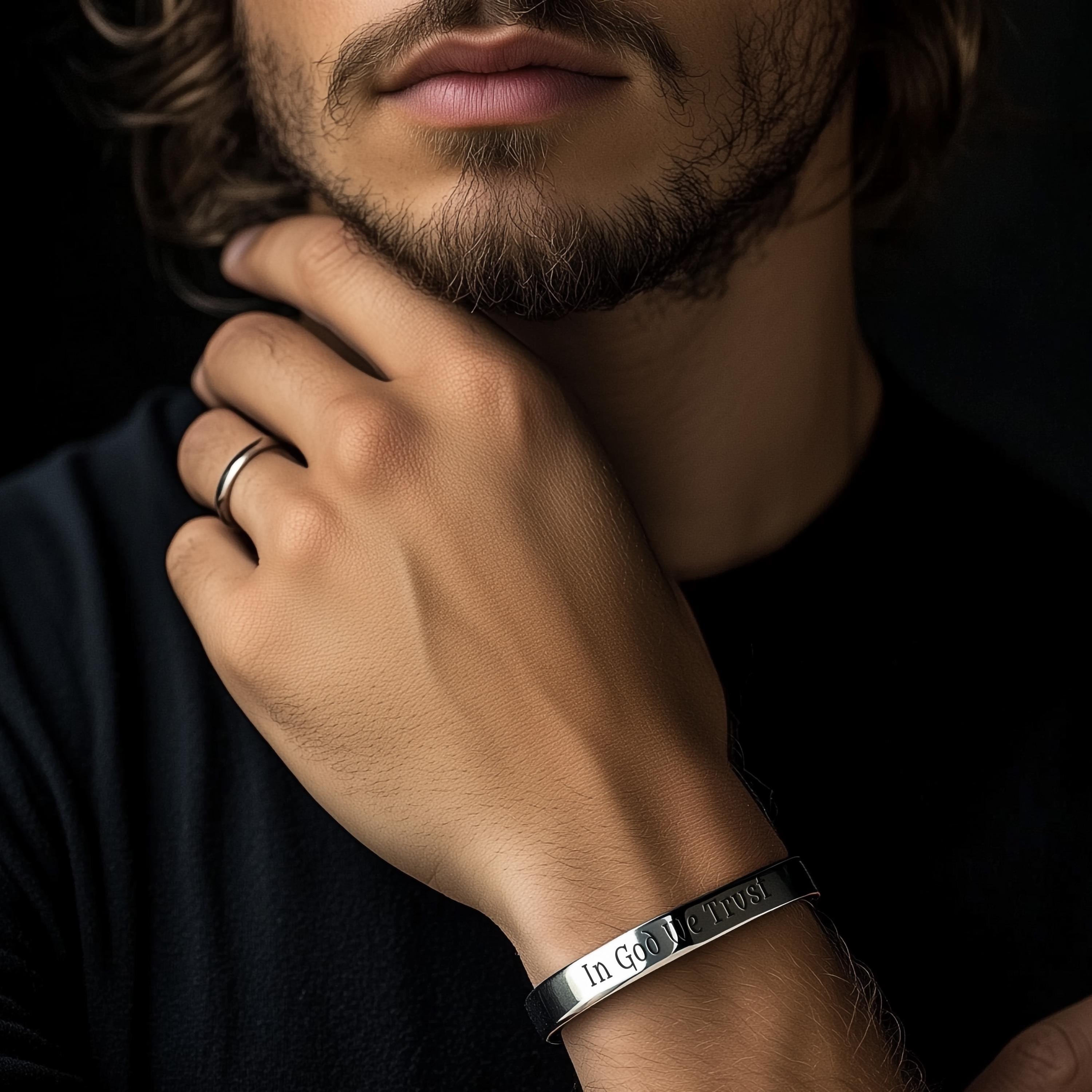 Men's Open Cuff Bracelet · in God We Trust Bracelet · Silver Bracelet ...