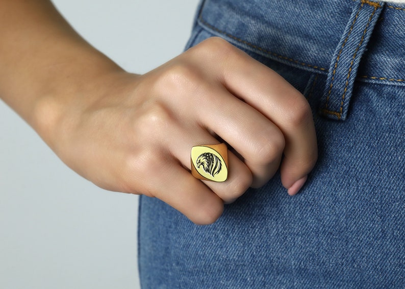 4th of July Gold Signet Ring · Custom Eagle Ring · American Ring ...