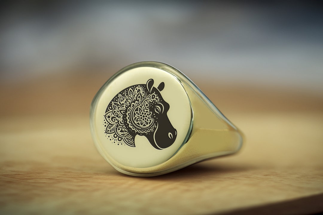 14k Gold Hippo Signet Ring · Boho Hippo Ring · Custom Hippo Ring ...