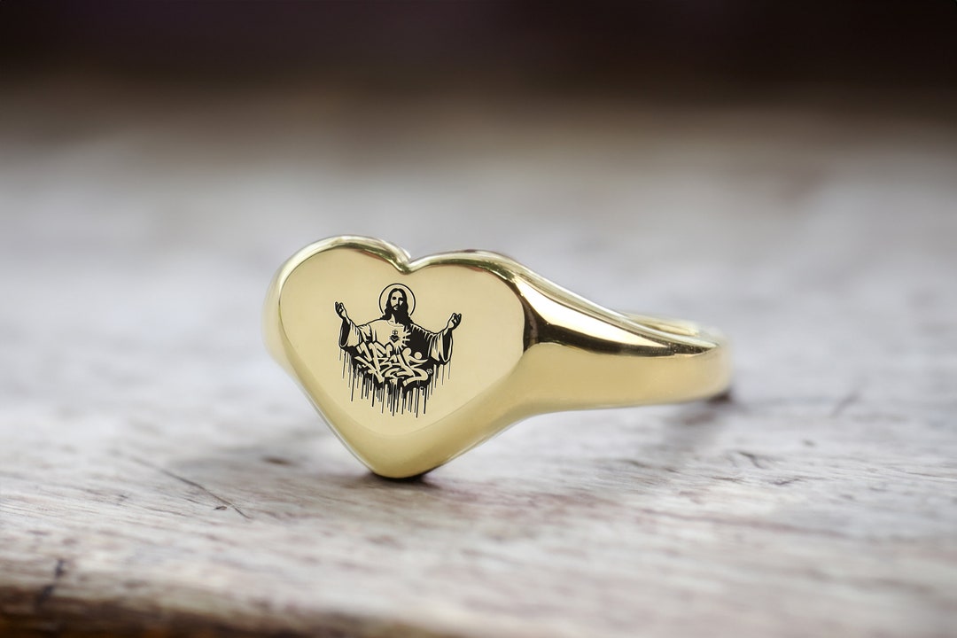 Engraved Jesus Signet Ring · Custom Jesus Ring · Personalized Jesus ...