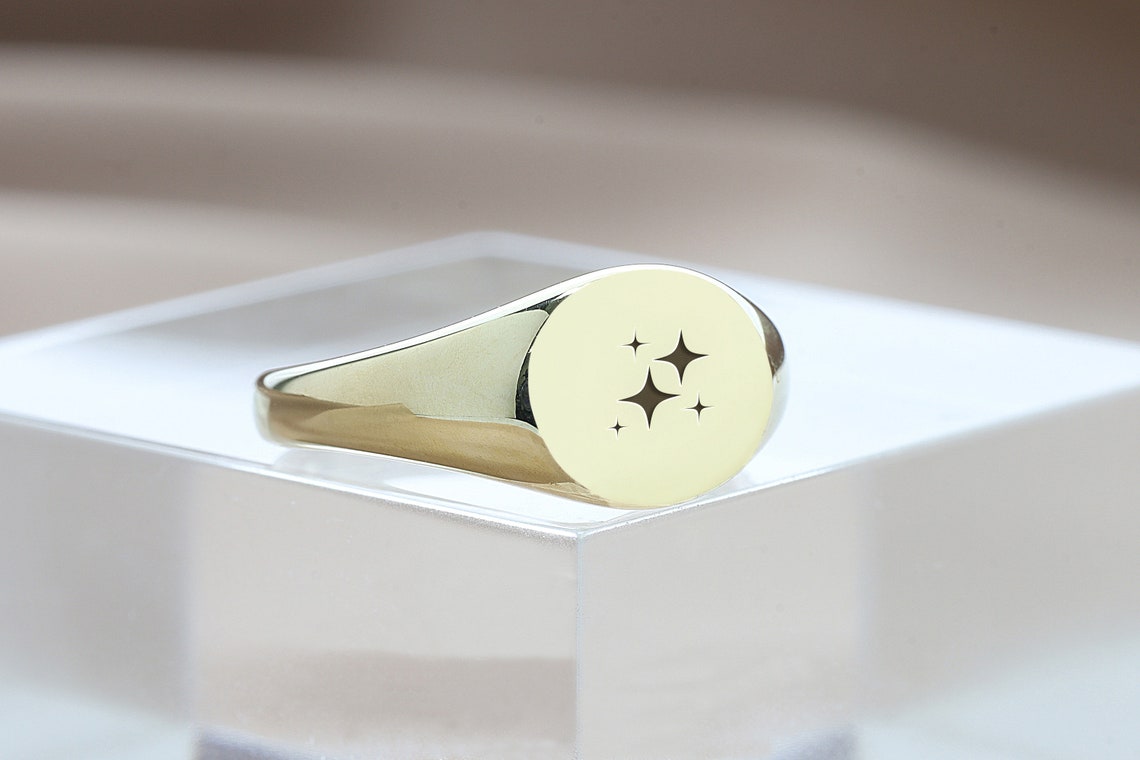 Cute Stars Engraved Ring · Star Pattern Ring · Gift for Her · 14k Gold ...