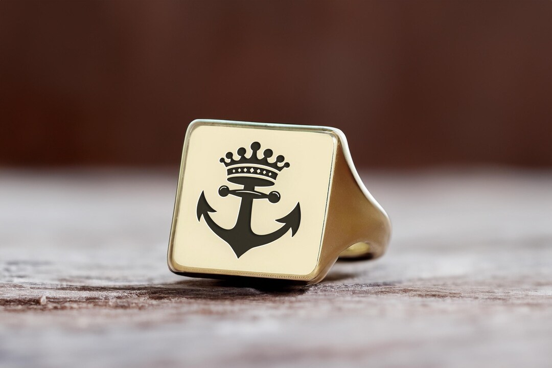 Engraved Crown Anchor Ring · Personalized Anchor Ring · Sailors Ring ...