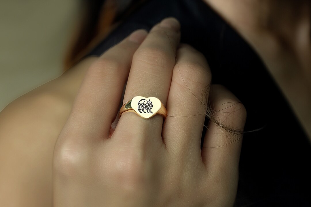 Tribal Cat Engraving Ring · Custom Cat Ring · Gift for Her · Heart ...