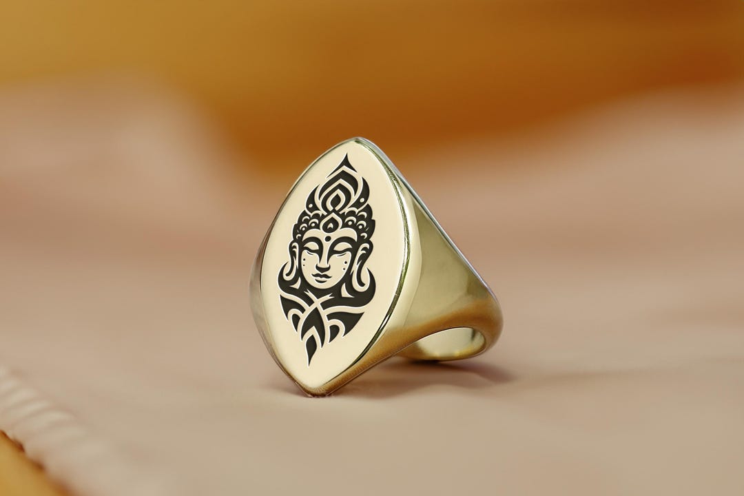 24k Gold Buddha Signet Ring · Custom Buddha Ring · Buddhism Jewelry ...