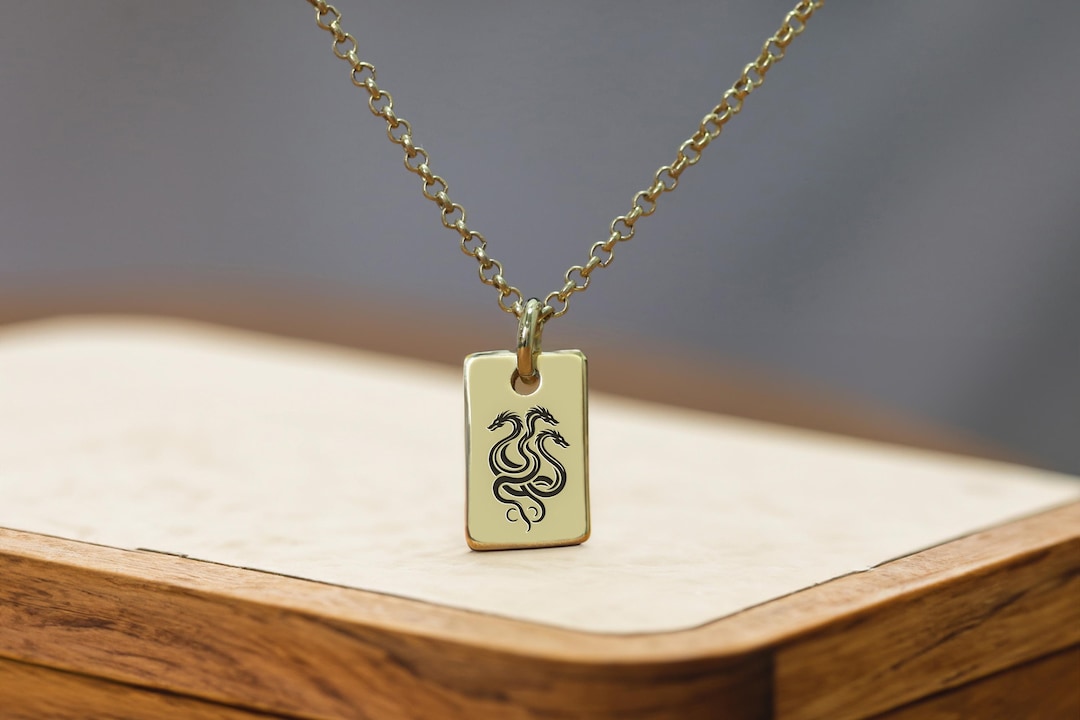 Engraved Hydra Necklace · Rectangle Pendant Necklace · Custom Mythical ...