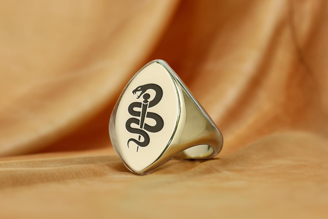Staff of Hermes Signet Ring · Custom Snake Ring · 14k Gold Snake Ring ...