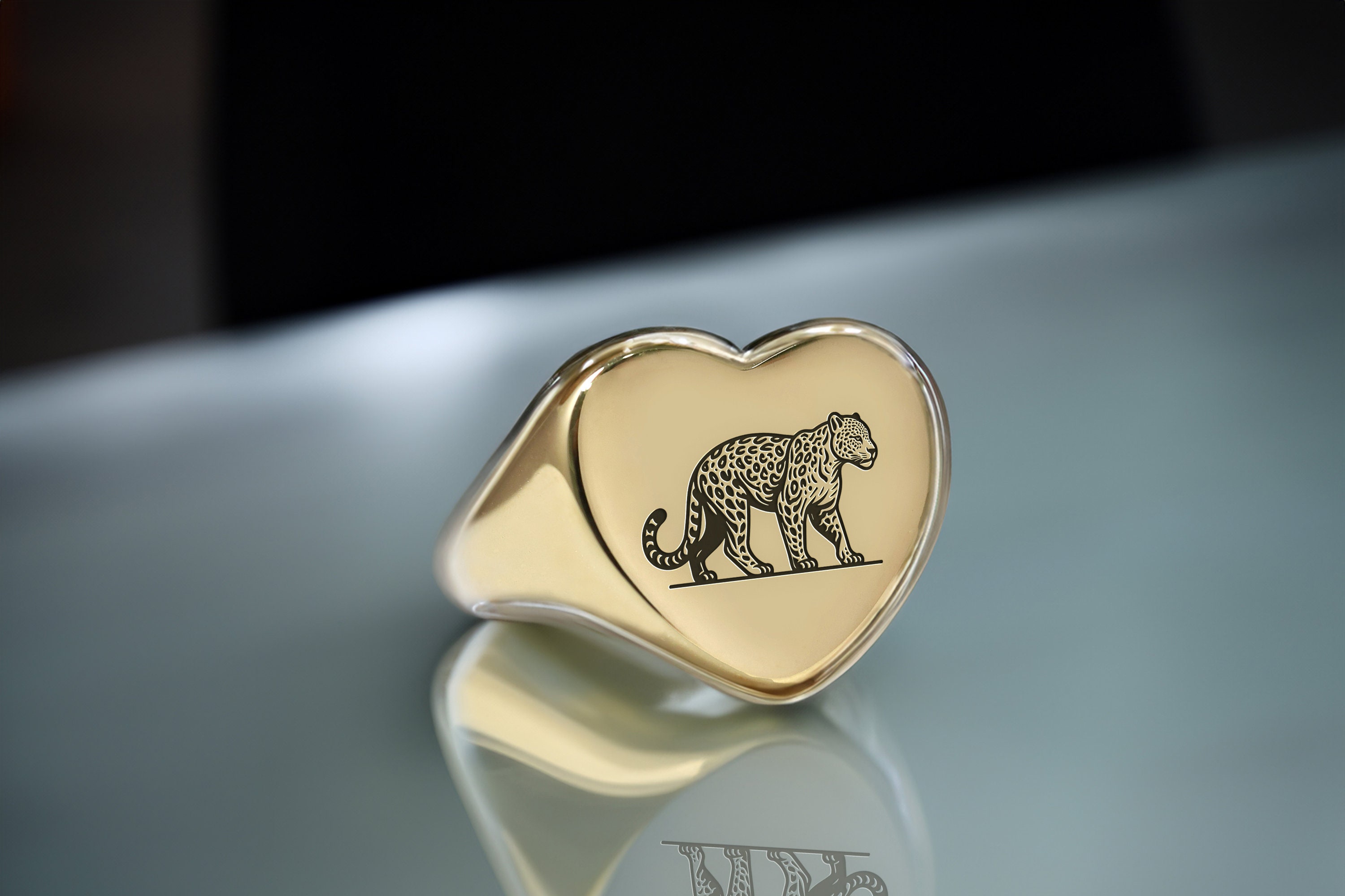 Engraved Leopard Signet Ring · Personalized Animal Ring · Custom Ring ...